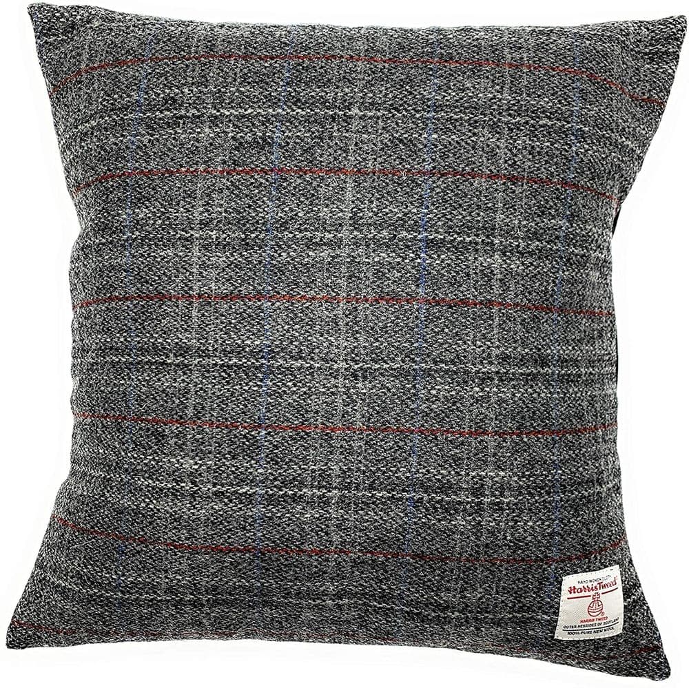 Harris Tweed Grey Check Square Cushion Cover 40 cm x 40 cm Made in Scotland