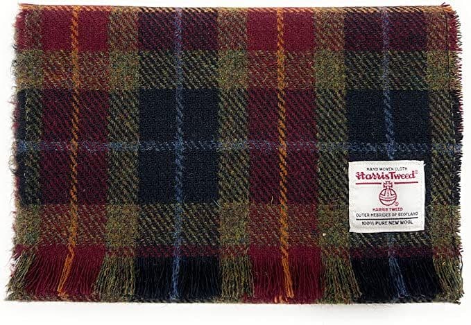 Harris Tweed Rust Check Fringed Scarf Unisex Approx 150 cm x 26 cm Made ...