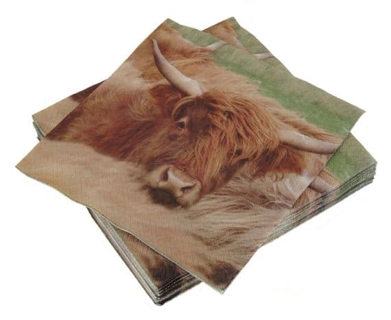 Highland Cow Napkins 3 Ply 20 Pack 33 cm x 33 cm
