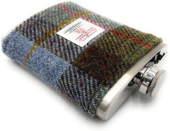 Macleod Tartan Harris Tweed Hip Flask 8oz