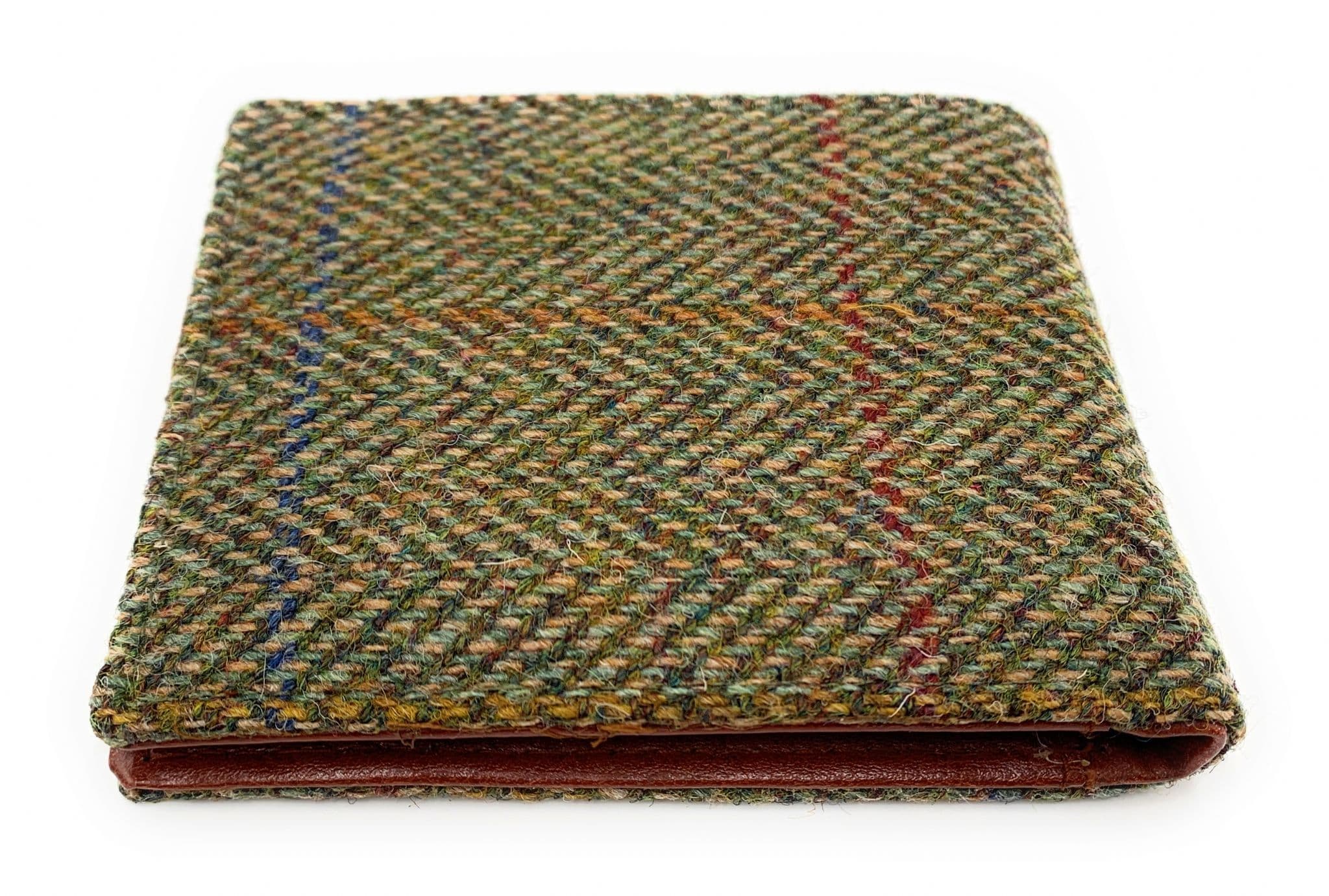 Men s Harris Tweed Bifold Wallet Green Herringbone