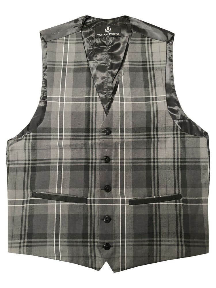 Mens Grey Granite Tartan Waistcoat 38-50