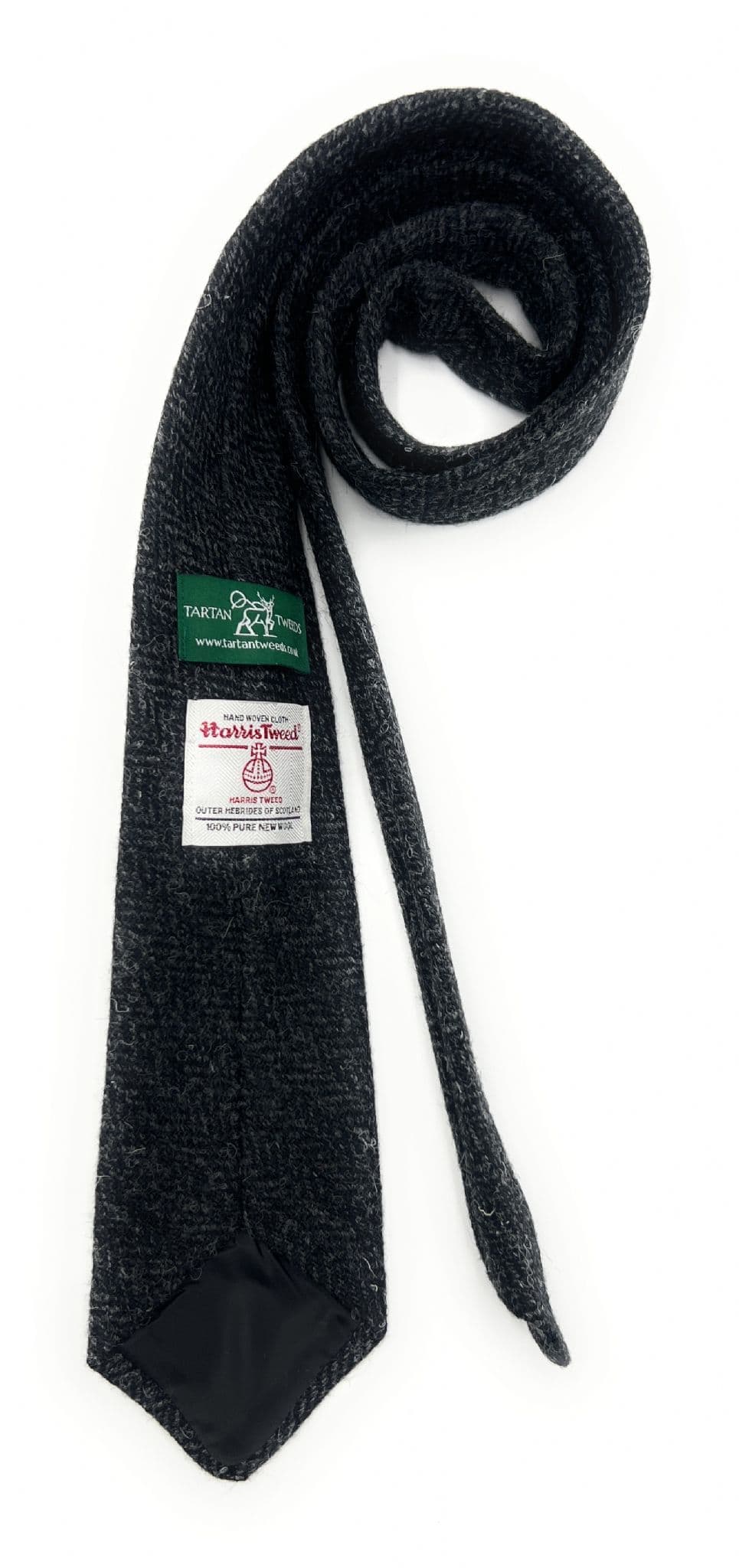 Mens Harris Tweed Charcoal Herringbone Necktie British Made