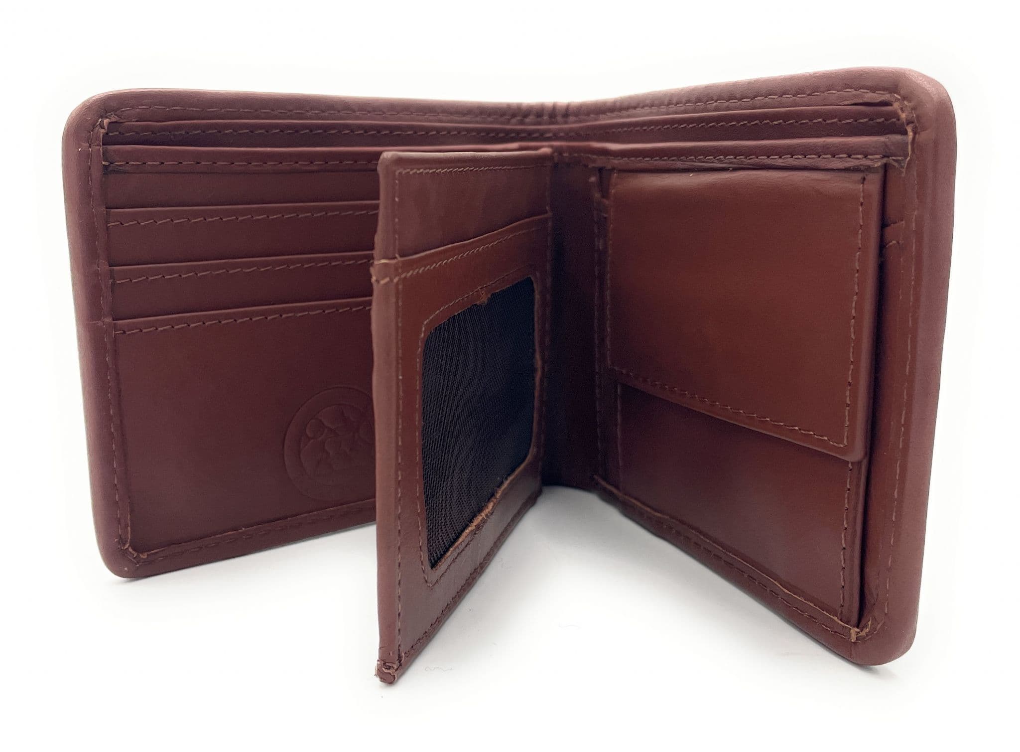 Mens Harris Tweed Real Leather Trifold Wallet Rust Check