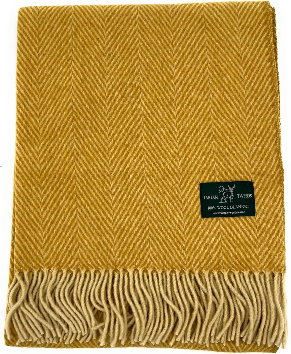 Mustard Herringbone Knee Blanket 100 New Wool