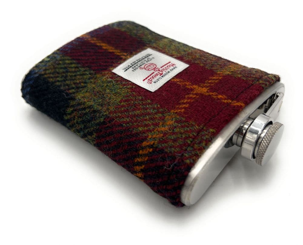Rust check Harris Tweed Hip Flask 8oz