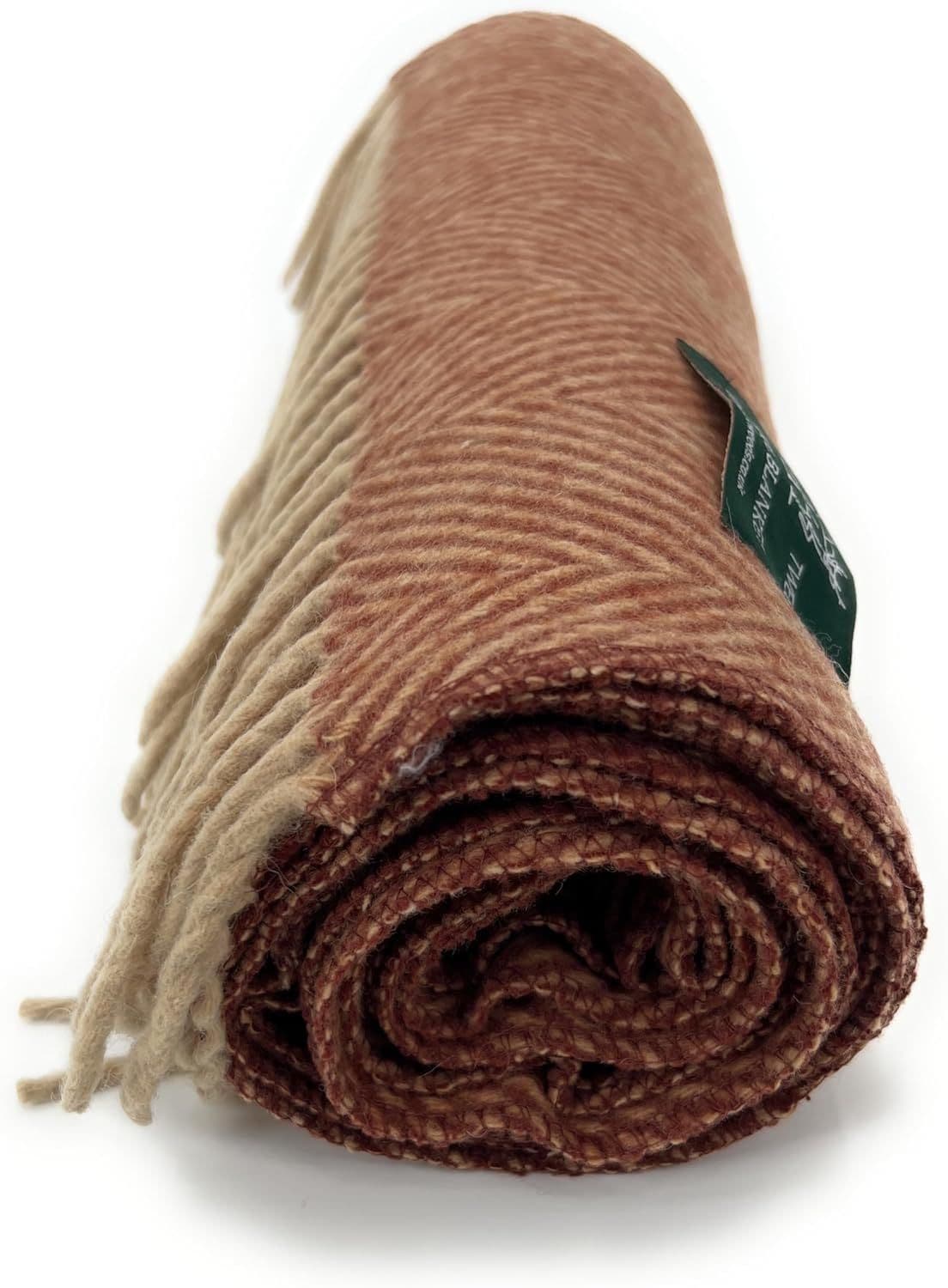 Rust Herringbone Knee Blanket 100 New Wool