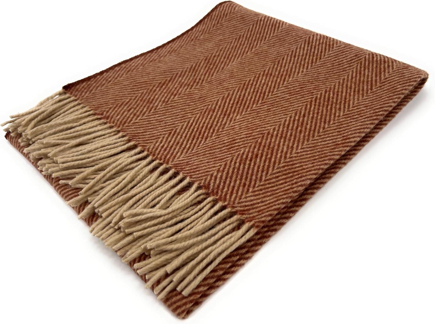 Rust Herringbone Knee Blanket 100 New Wool