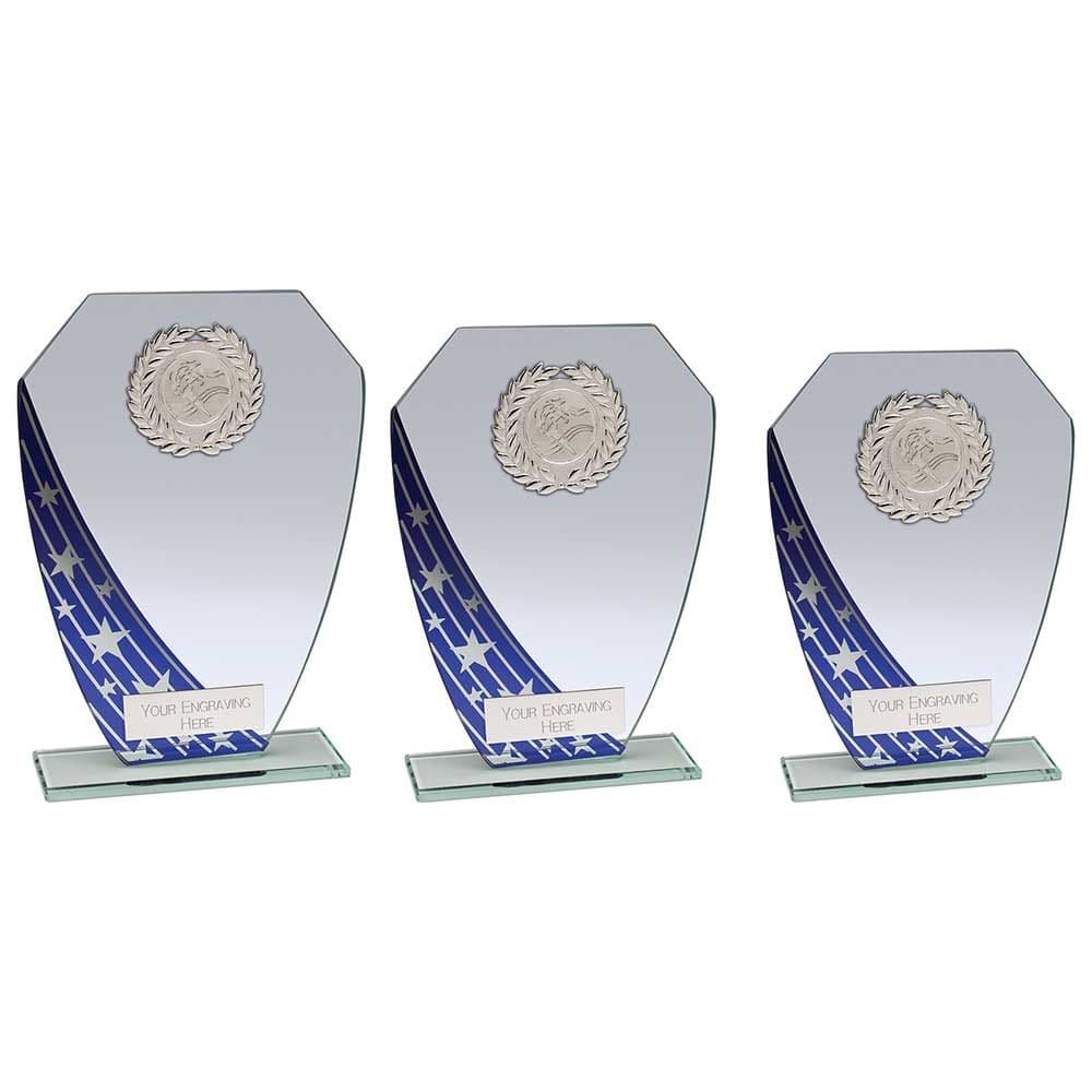 Academic/Achievement Trophy Mirrored Jade Blue Award Starlight Hex