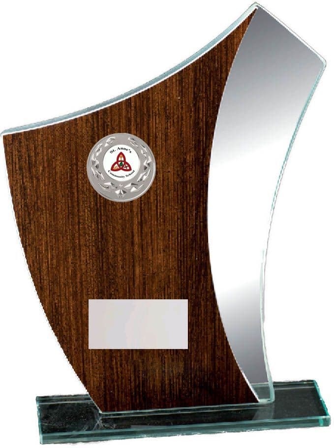 Mirror Trophy with Wood Effect