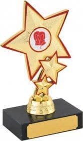 Multisport Gold & Red Star Trophy on White Marble Base