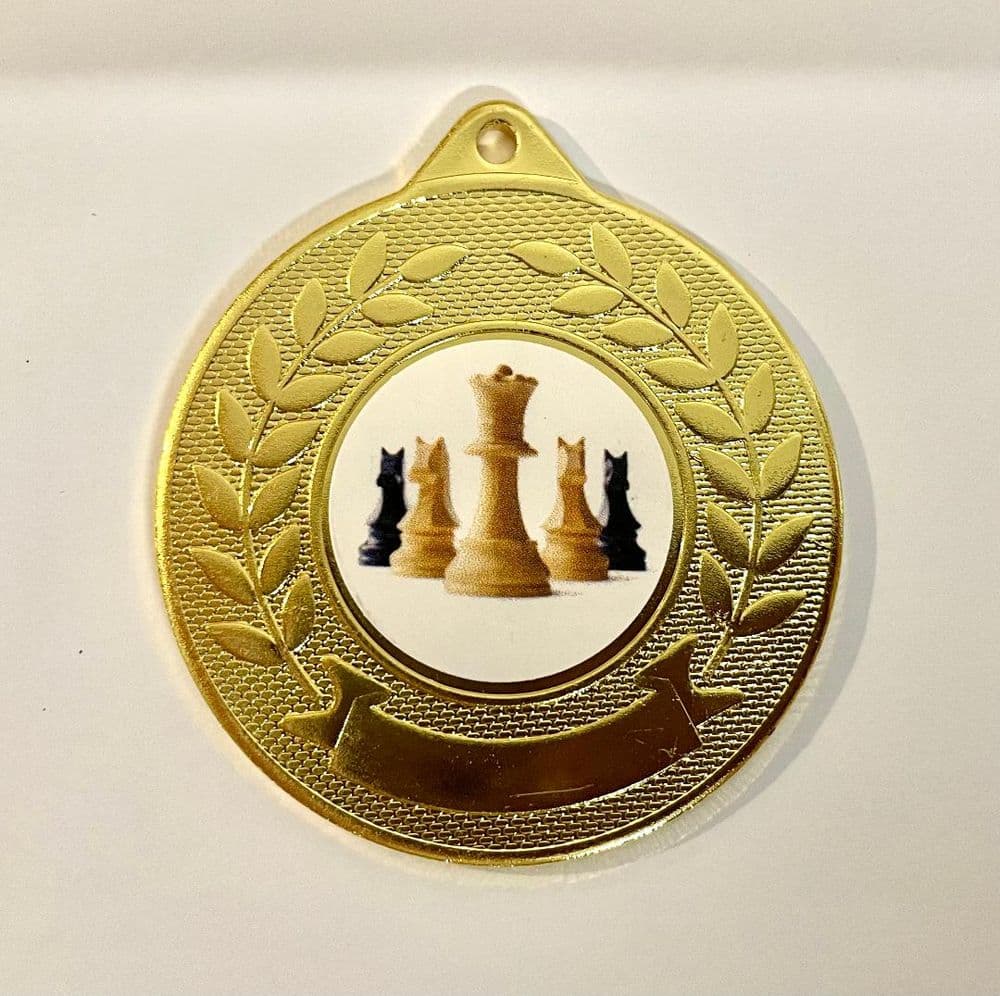 Wreath Chess 50mm Medal Including Personalised Centre