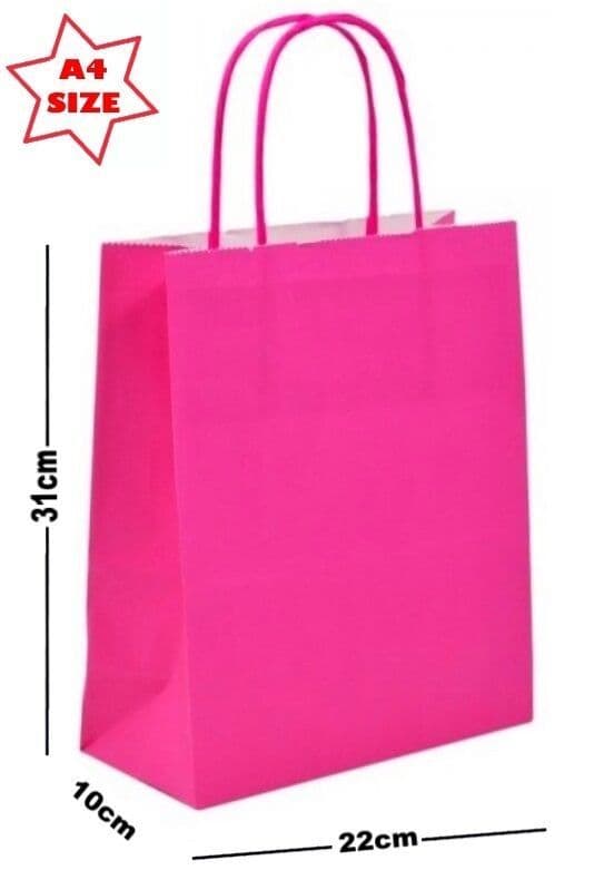 A4 Hot Pink Paper Gift Bags