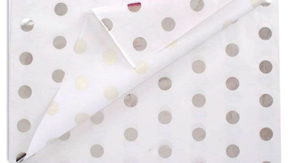 Metallic Silver Spots Dots Tissue Paper Sheets