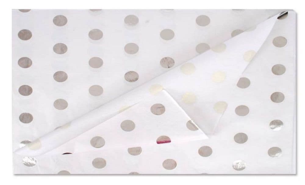 Metallic Silver Spots Dots Tissue Paper Sheets