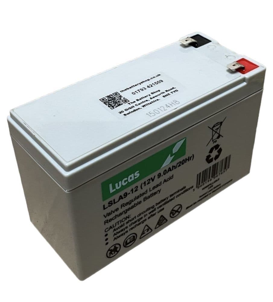 LSLA9-12-12 Lucas VRLA AGM Standby Battery 12v 9Ah F2
