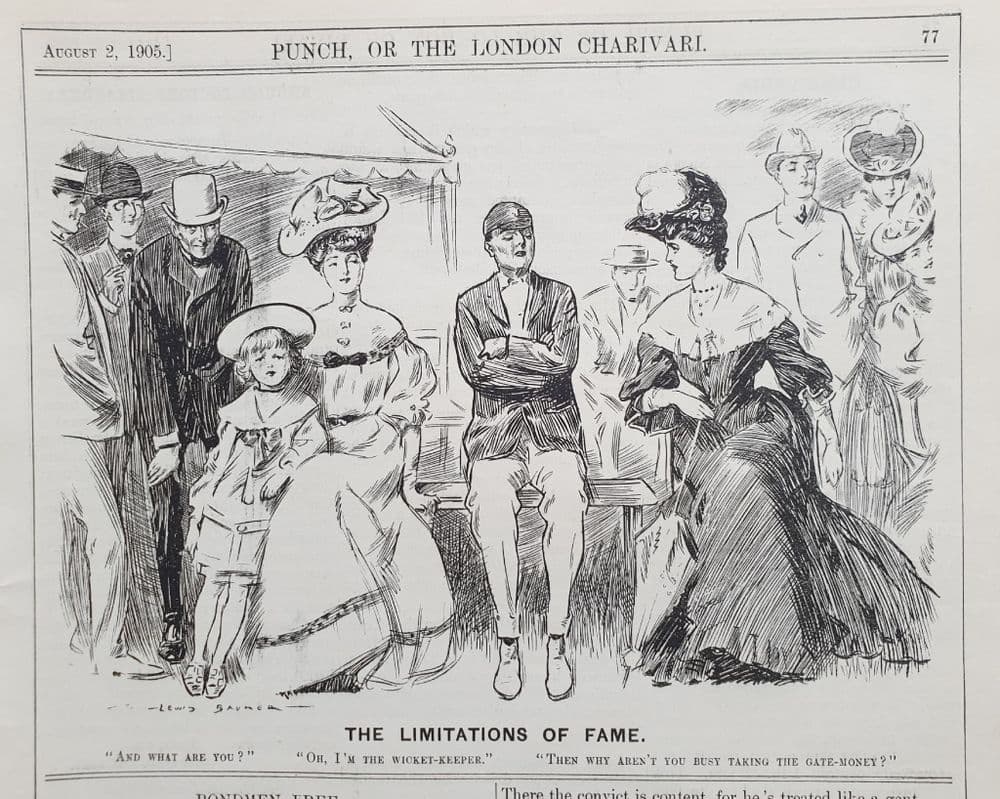 "THE LIMITATIONS OF FAME" Lewis Baumer Cartoon Punch 1905