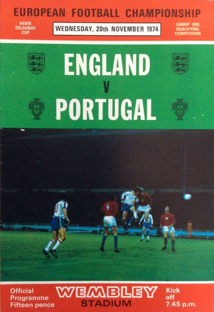England v Portugal European Championship Qualifier 1974 Nov 20th
