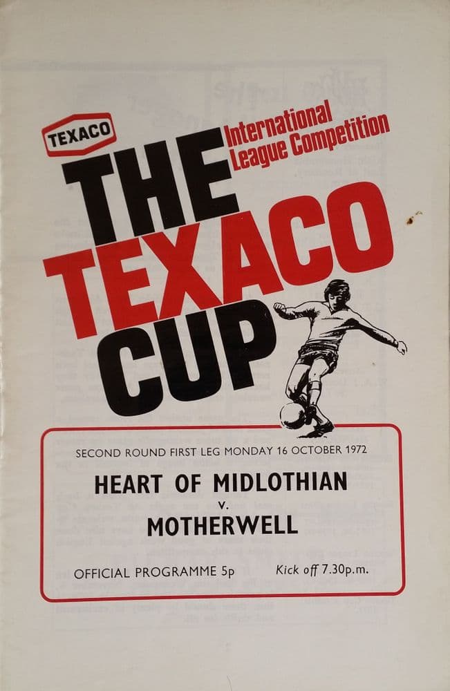Heart of Midlothian v Motherwell Texaco Cup 1972 Oct 16th