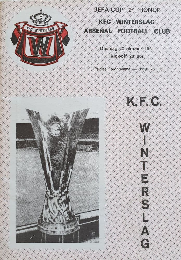 KFC Winterslag v Arsenal UEFA Cup 1981 Oct 20th