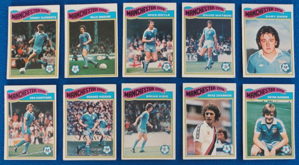 Manchester City Topps Cards x 10 1977-78