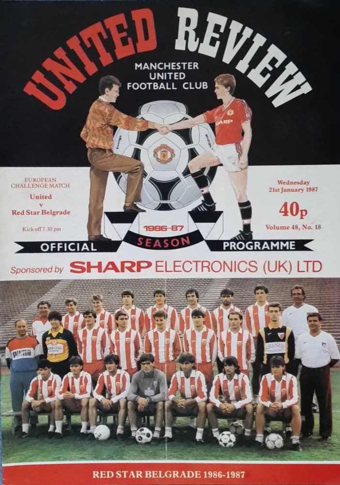 Manchester United v Red Star Belgrade European Challenge Match 1987 Jan ...