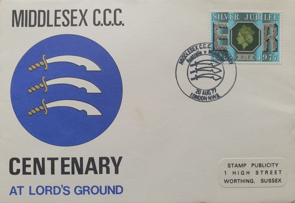 Middlesex CCC Centenary at Lord s Ground FDC 1977 Aug