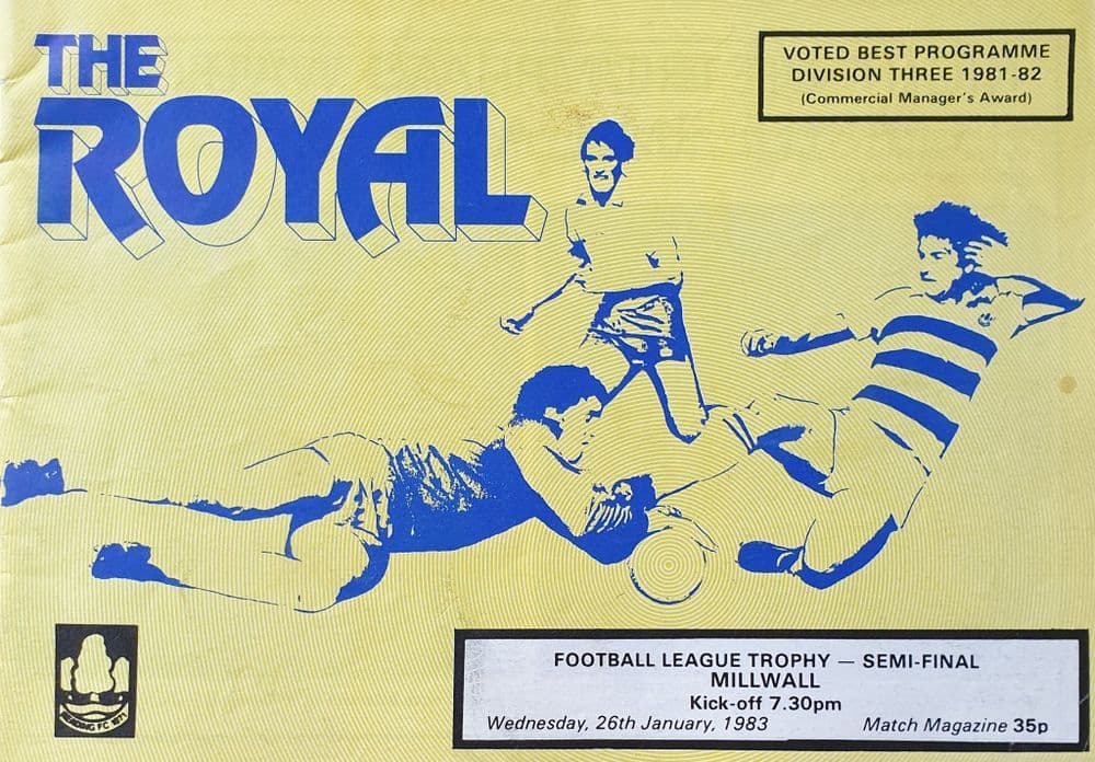 Reading v Millwall FL Trophy 1983 Jan 26th