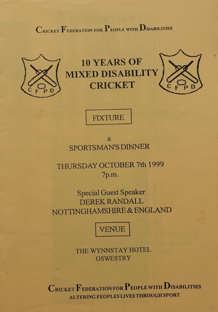 Sportsman s Cricket Dinner Menu 1999 Oct 7th SIGNED