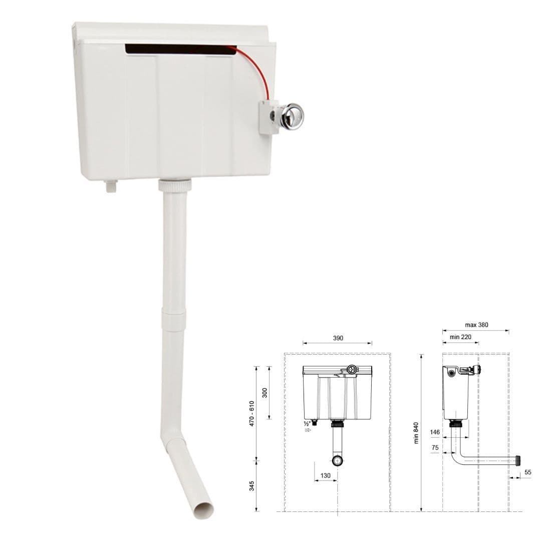 Abacus Concealed Mechanical Dual Flush Cistern & Push Button Chrome ...