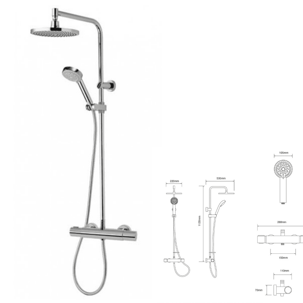Aqualisa Midas 110 Exp Valve With Rail Kit & Fixed Head In Chrome ...