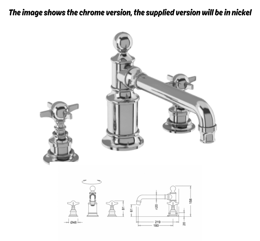 Arcade Arc Three-Hole Basin Mixer Polished Nickel Deck-Mounted Model ...