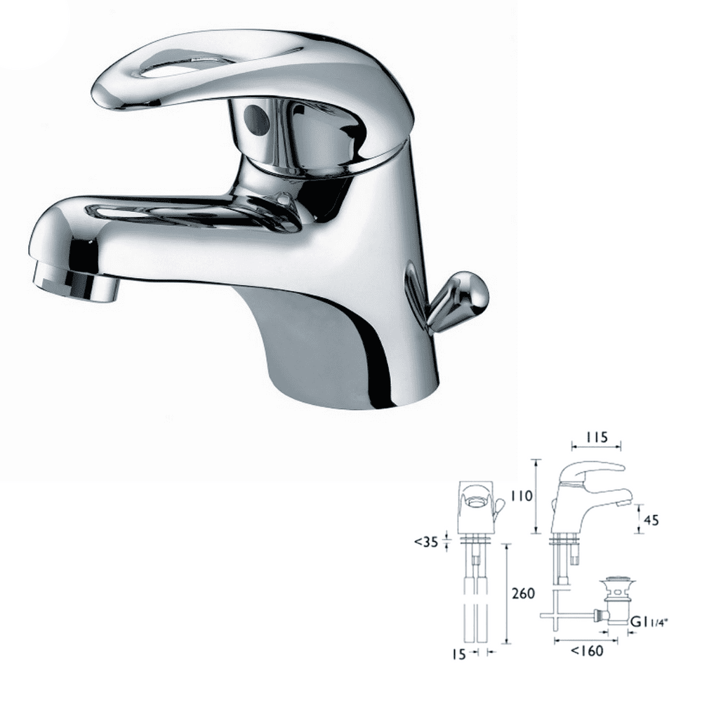 Bristan Java Basin Mixer With Side Pop Up Waste - Model J BASSSW C
