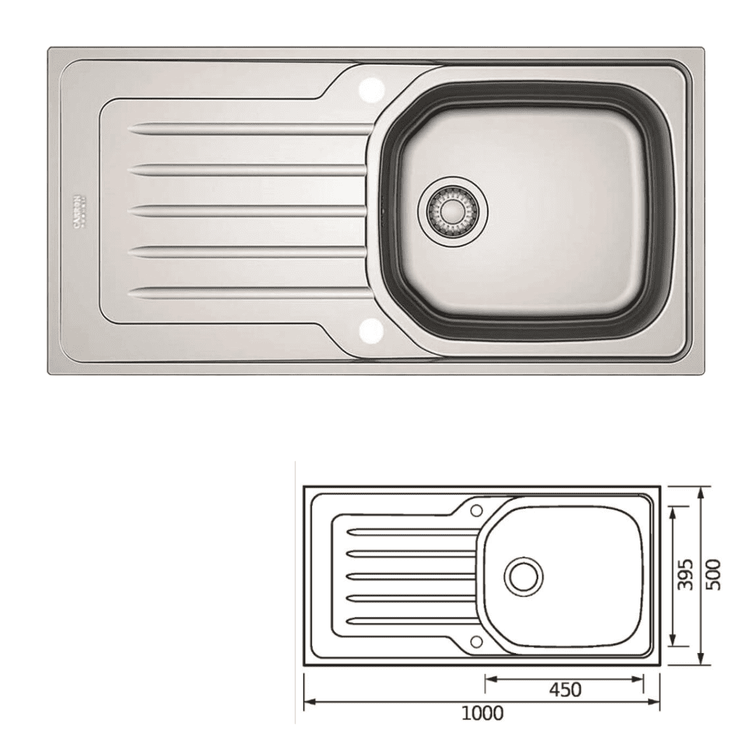 Carron Phoenix Kitchen Inset Sink 1000 x 500 x 160 - Stainless Steel ...