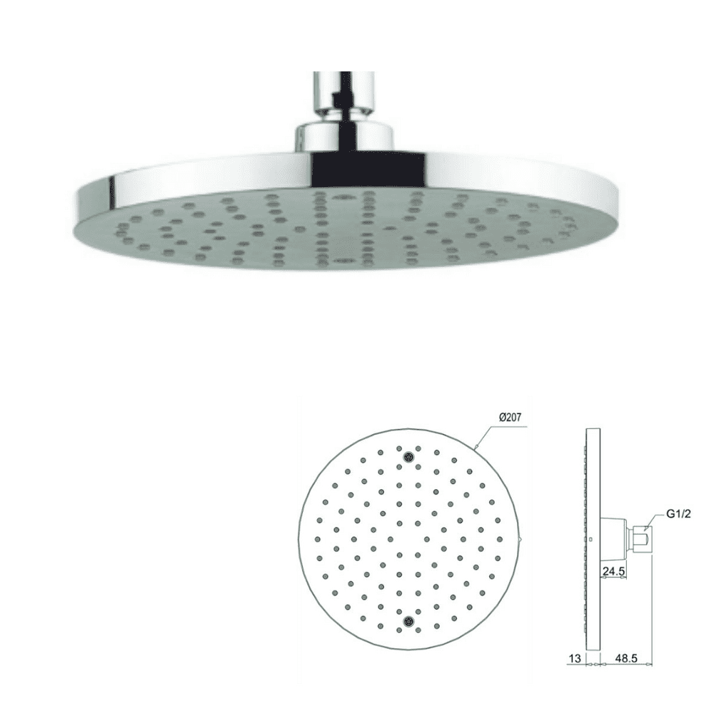 Crosswater Adora Fusion 200mm Round Fixed Showerhead - Model MBFU20FH
