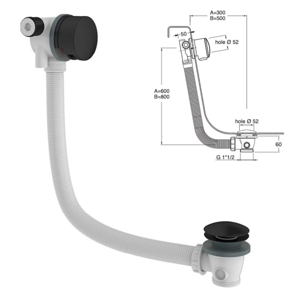 Crosswater Mike Pro Bath Filler With Click Clack Waste - Model PRO0355M ...