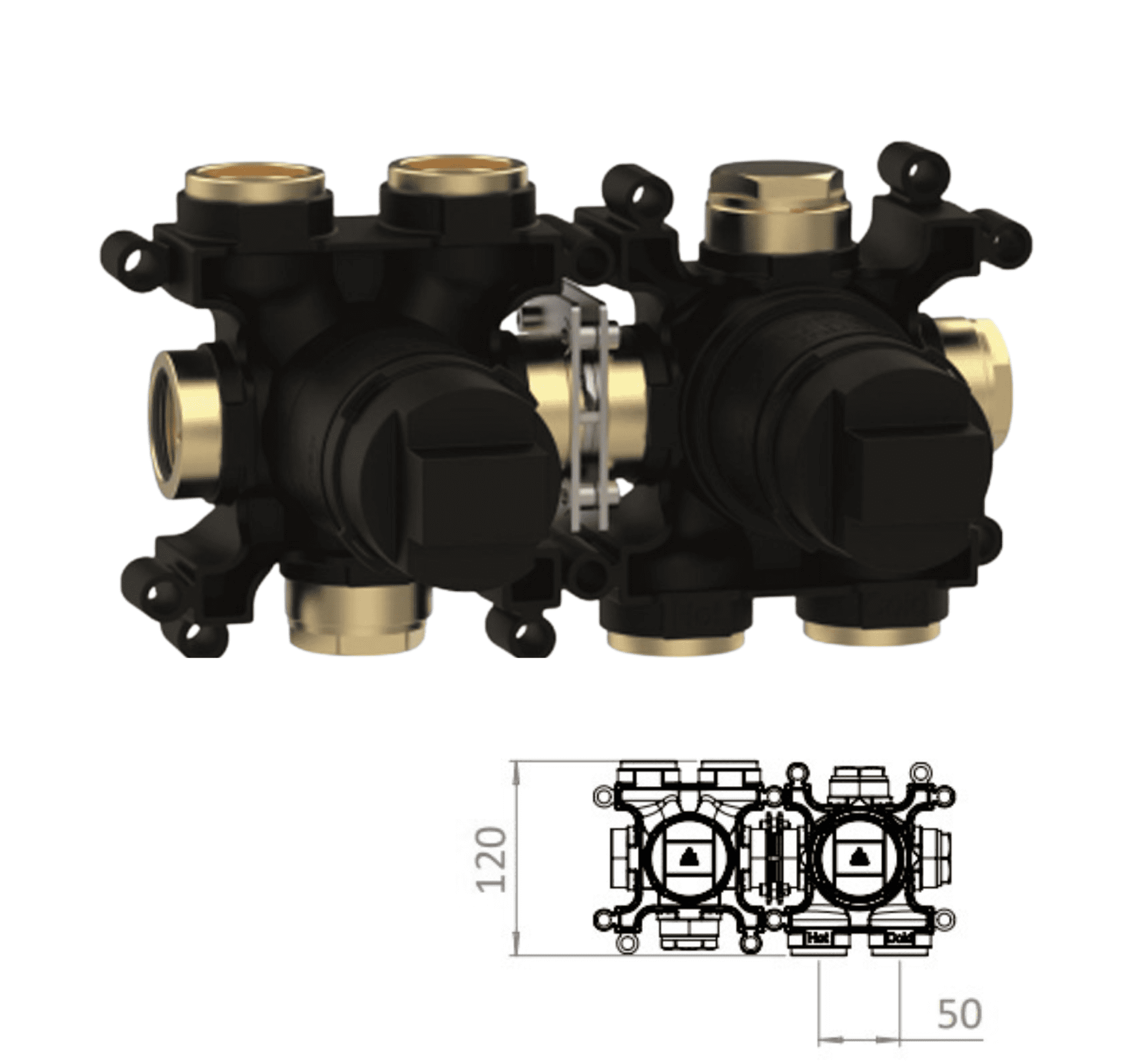Crosswater MPRO Module 3 Outlet Concealed Thermostatic Shower Valve ...