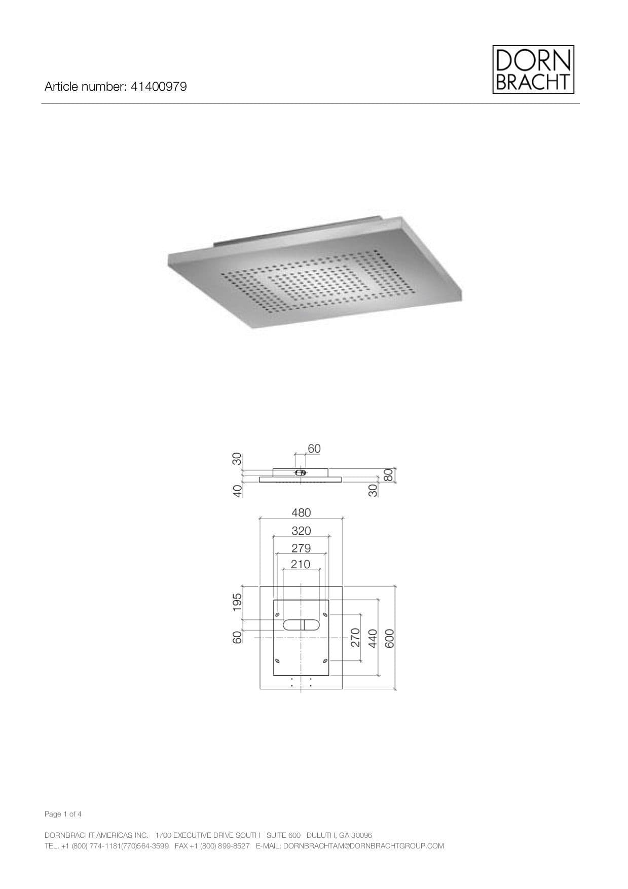 Dornbracht Big Rain Panel For Ceiling Installation In Matt Stainless ...
