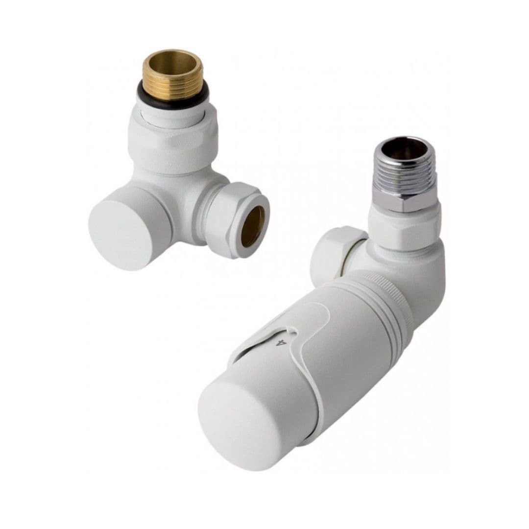 Eastbrook 15mm Corner TRV & Lock Shield Valve Matt White - Model 12 053