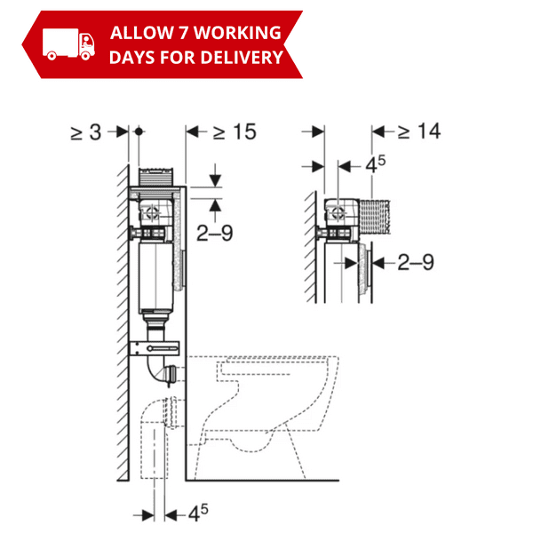 Geberit Omega Concealed Dual Flush Cistern 12cm - Model 109 051 00 1