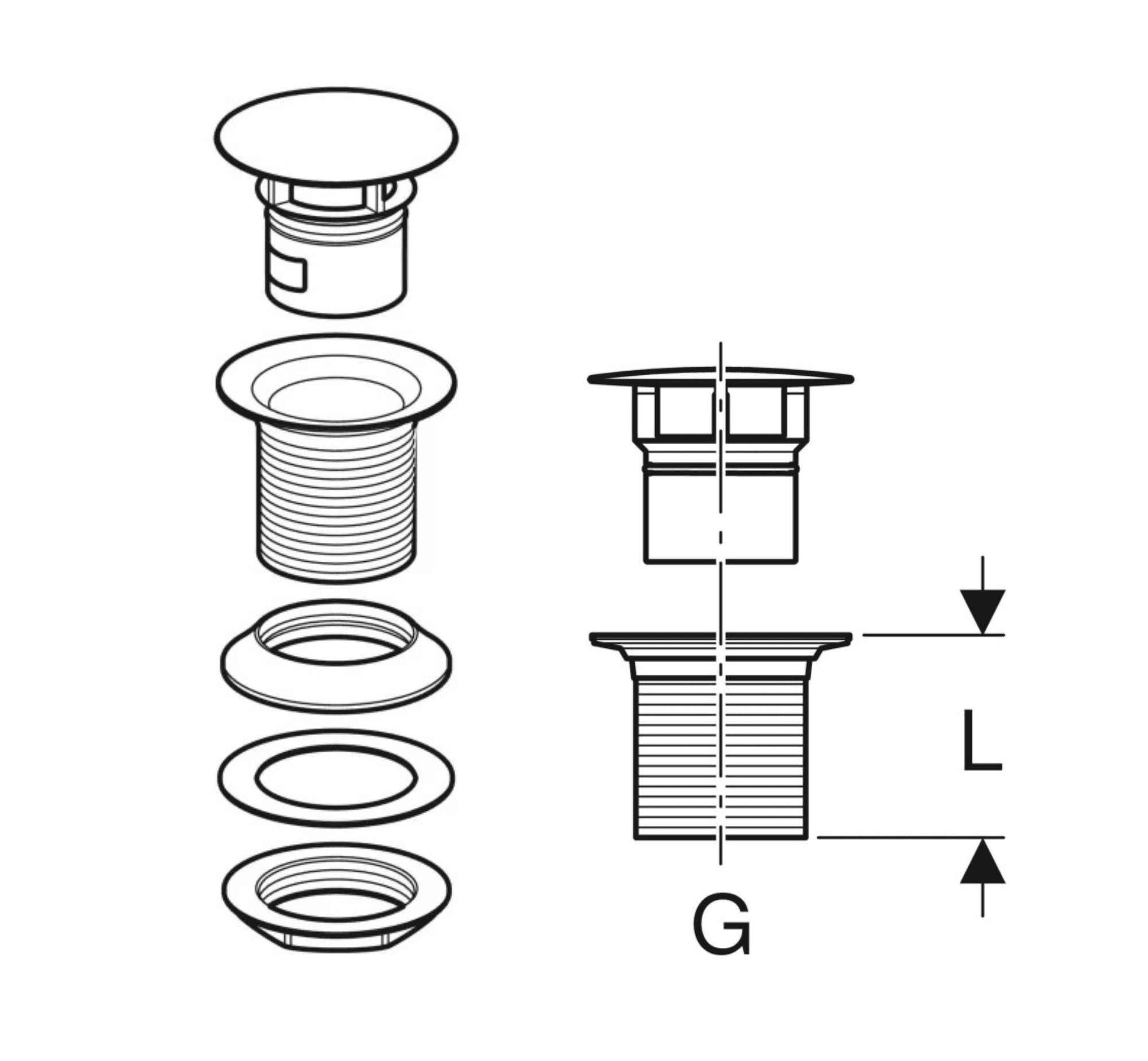 Geberit Waste Outlet With Free Outlet And Valve Cover Sections Model ...