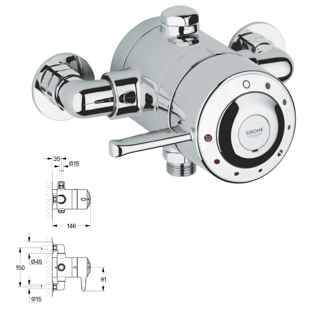 Grohe Avensys Single Control DO8 Shower Mixer - Model 34038ILO