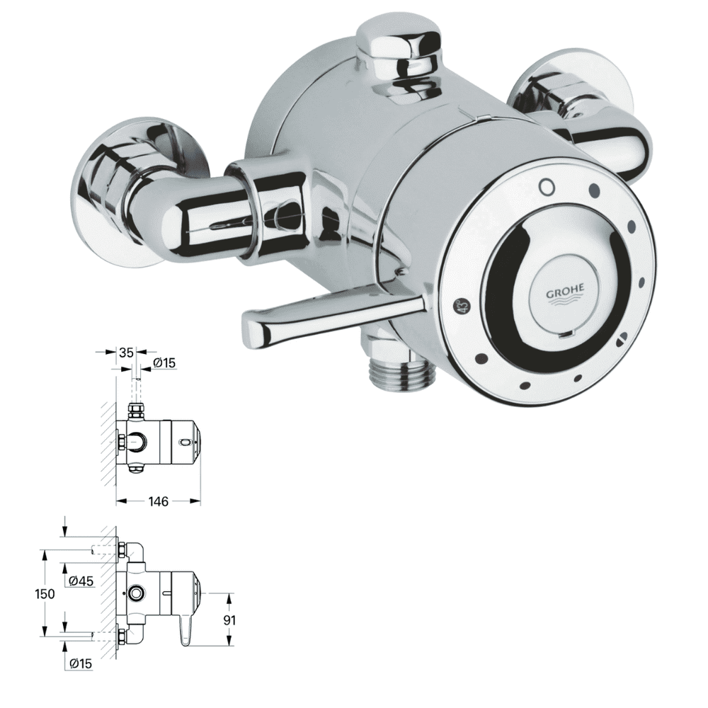 Grohe Avensys Single Control DO8 Shower Mixer - Model 34038ILO
