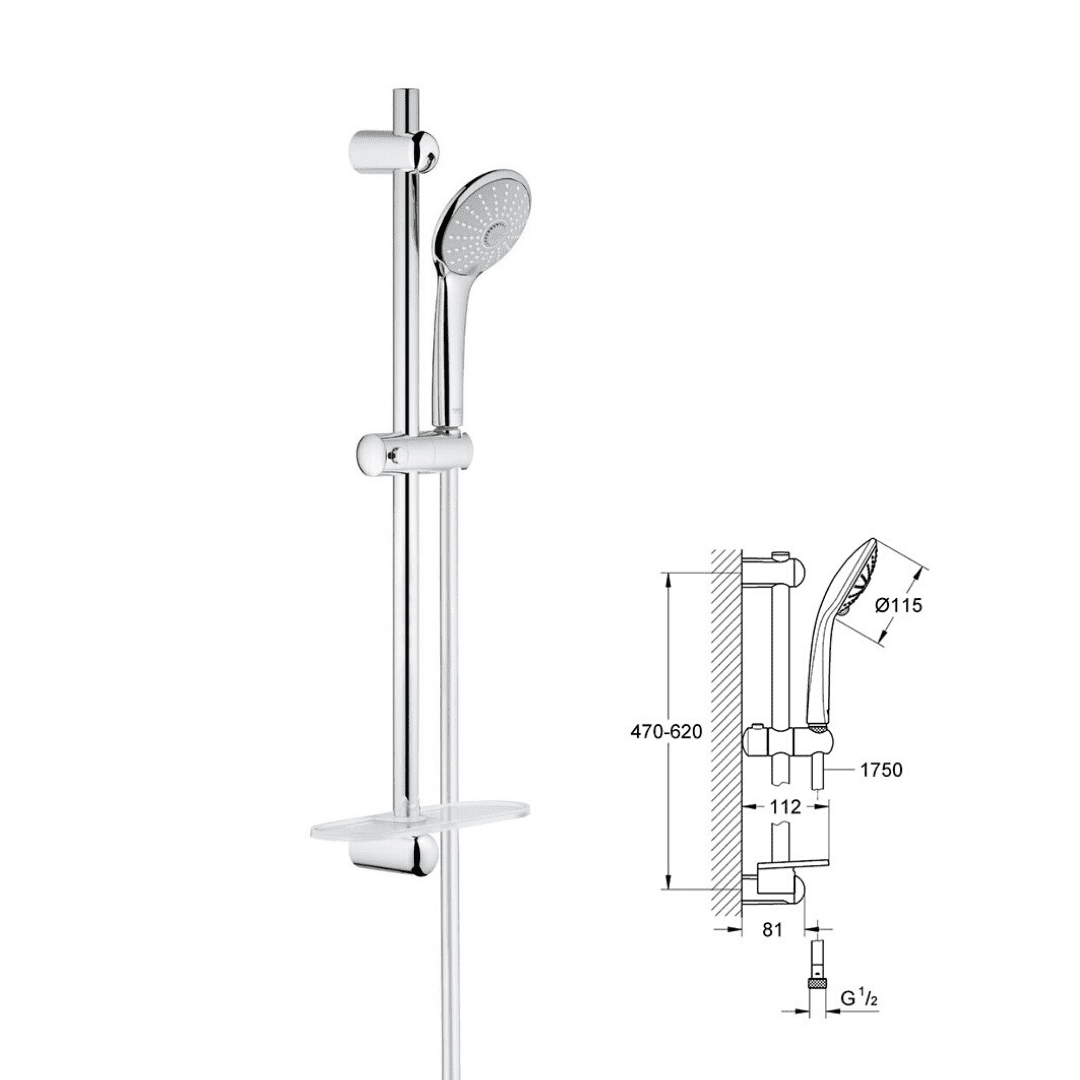 Grohe Euphoria Massage Shower Set Including 600mm Shower Rail - Model ...
