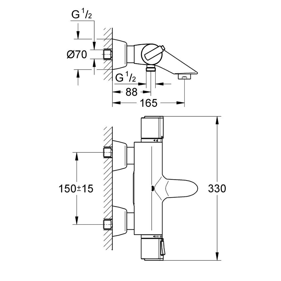 Grohe Grohtherm 2000 Thermostatic Bath Mixer - Model 34174000