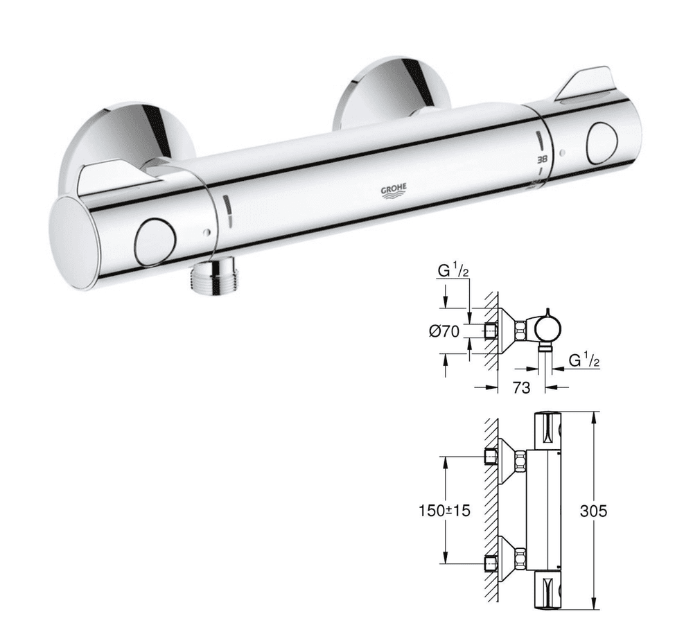 GROHE Grohtherm 800 Thermostatic Shower Mixer