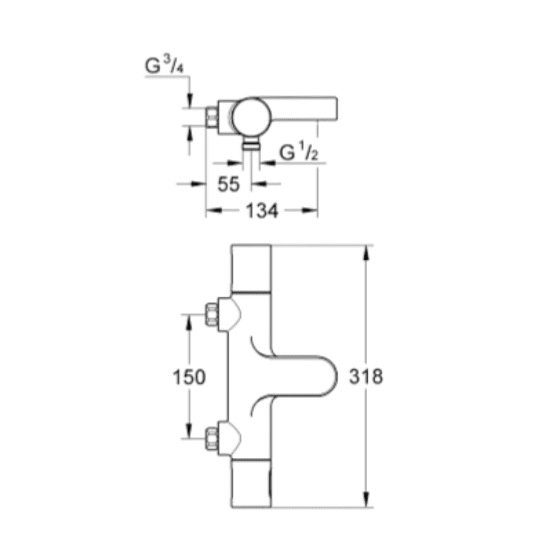 Grohe Grotherm 3000 Cosmopolitan Thermostatic Bath Shower Mixer Model ...
