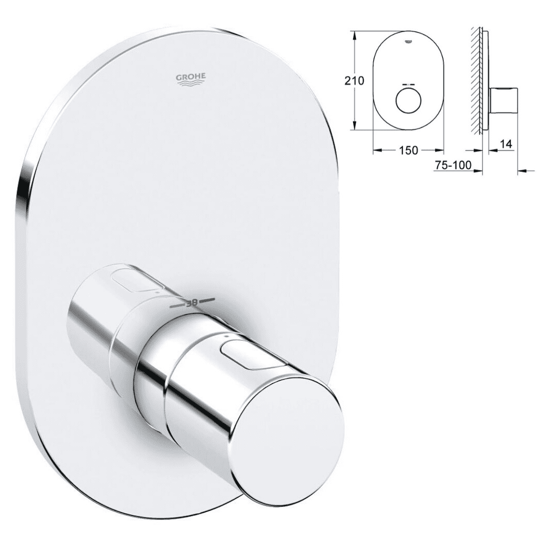 Grohe Grotherm Rapido Central Trim Set - Model 19469000