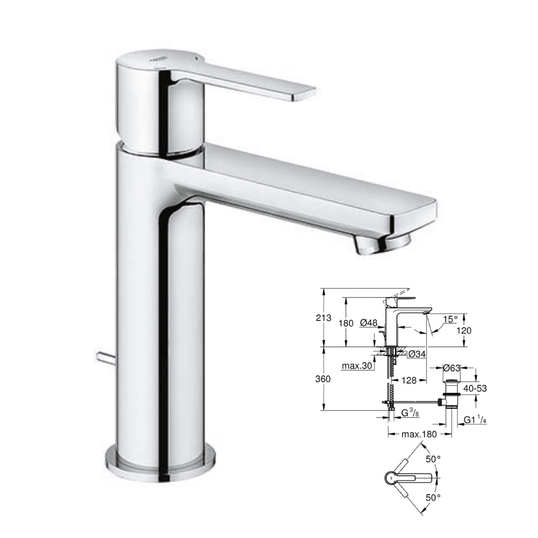 Grohe Lineare Single Lever Basin Mixer - Model 32114001 - 1/2" S Size