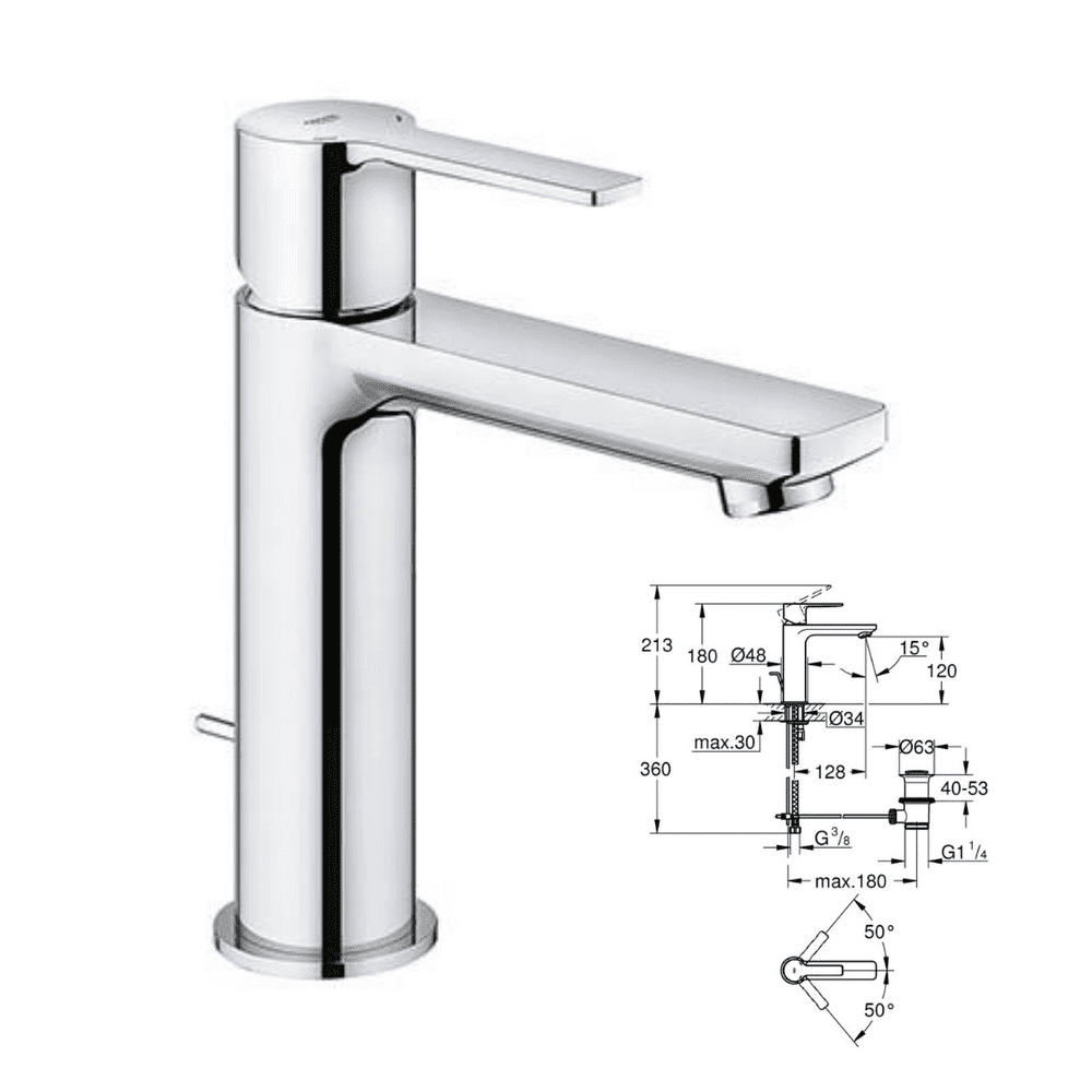 Grohe Lineare Single Lever Basin Mixer - Model 32114001 - 1/2" S Size